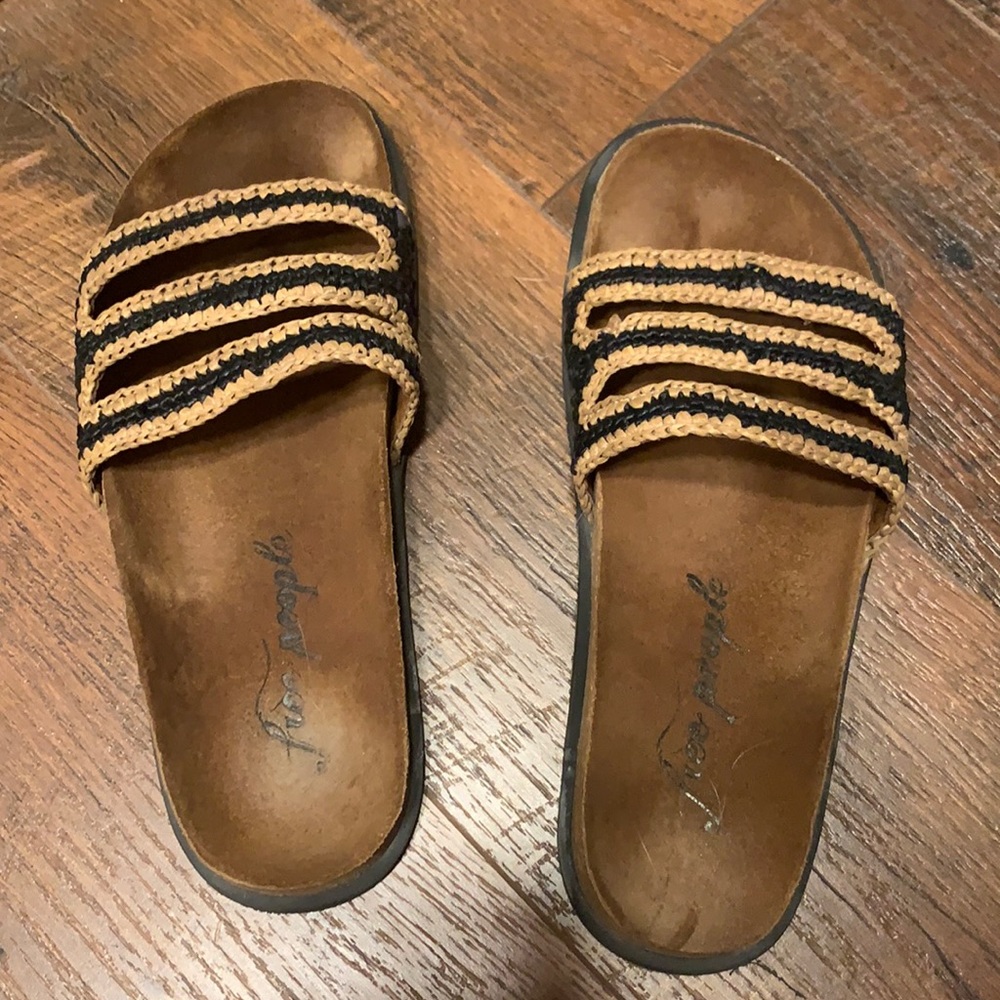 Free People Crete Rattan Slides - Gem